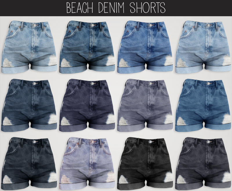 The Sims 4 Elliesimple Beach Denim Shorts Sims 4 Clothing Sims 4