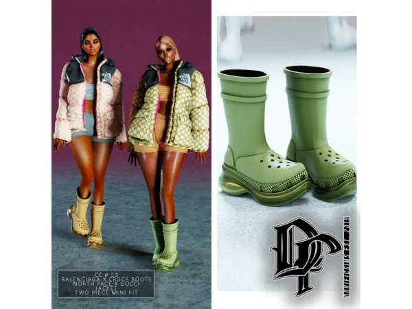 BALENCIAGA x CROCS BOOTS/ NORTH FACE JACKET by dorific - Sims 4 CC ...